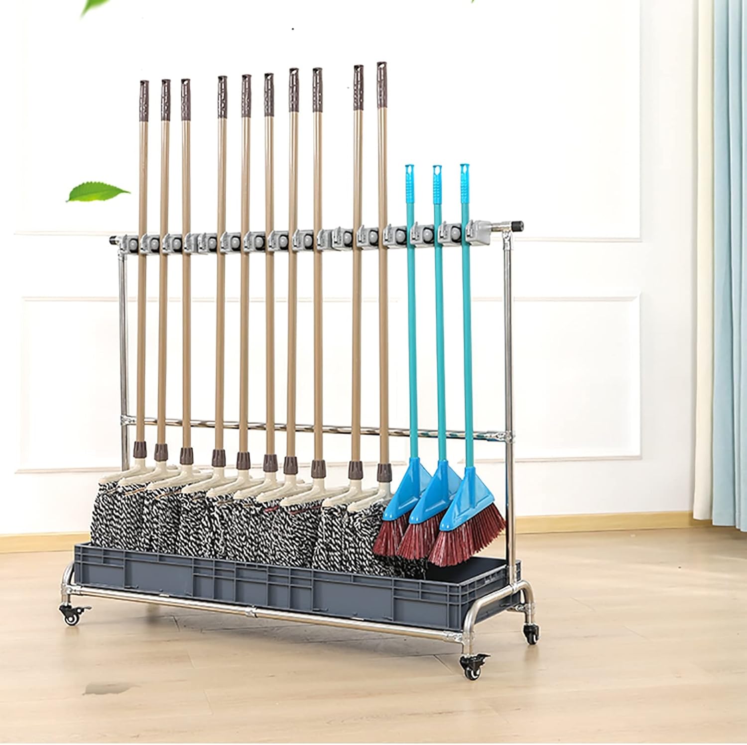 Amazon.com: SUZATA Stainless Steel Tool Cart for Broom & Mop Rack,Broom ...