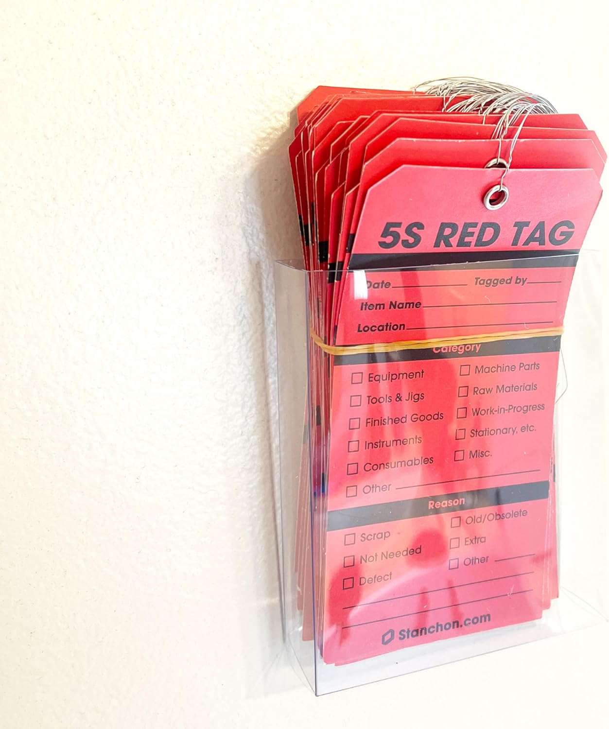 Amazon.com : 5S Red Tags, Wired, Pack of 50, Durable Wire Ties, Bright ...