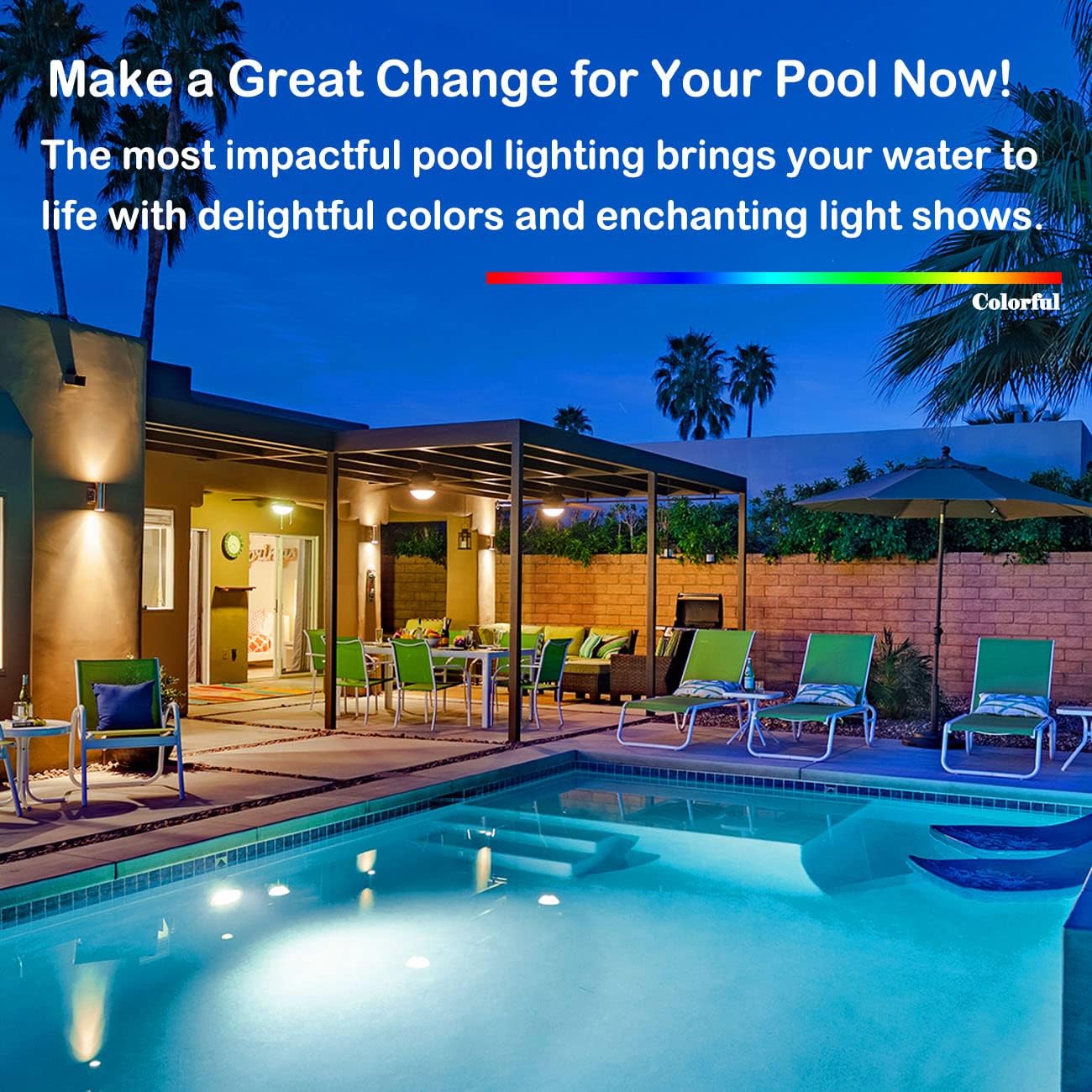 2024 Upgraded 50W Color LED Pool Light Bulb, 120V RGB Color Changing ...