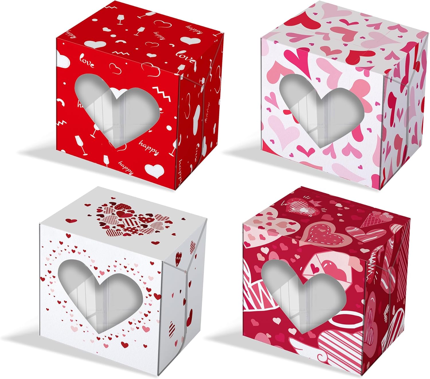 Amazon.com: 12 Pcs Valentine's Day Bakery Treat Boxes Red Rose Red Pink ...