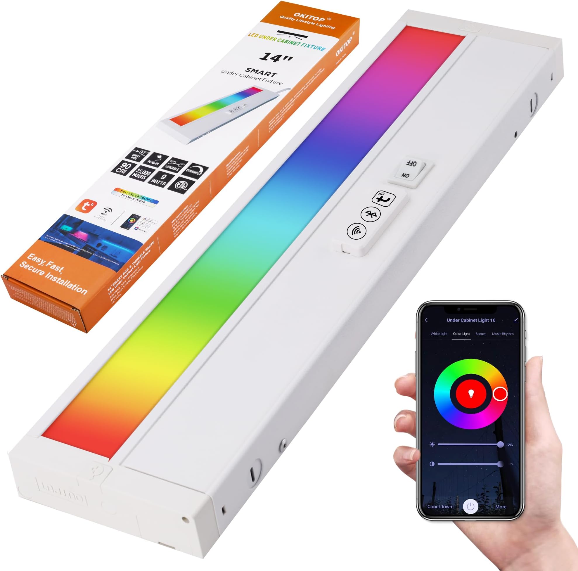 Under Cabinet Lighting, Hardwired or Plug in, Smart RGB and Tunable ...