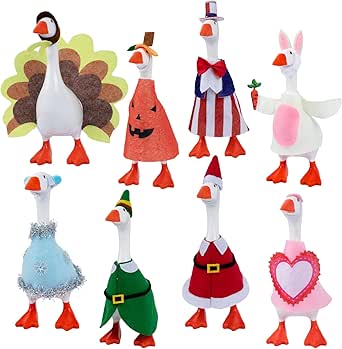 Amazon.com: 8 Set 7 Inch Desk Goose Outfits Holiday Set – Christmas ...