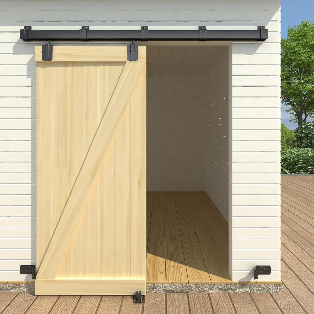 Amazon.com: SongYung 6FT Black Box Rail Exterior Barn Door Hardware Kit ...