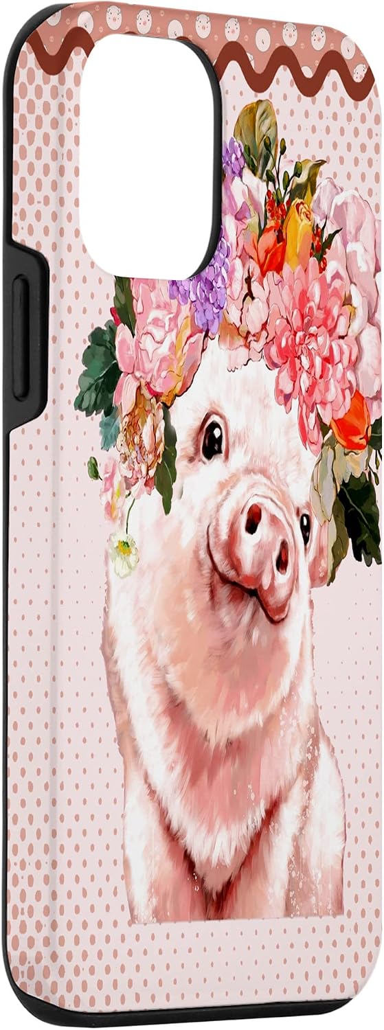 iPhone 12 mini Baby Pig Floral Farm Animal Case Cute Pig Flower Crown ...