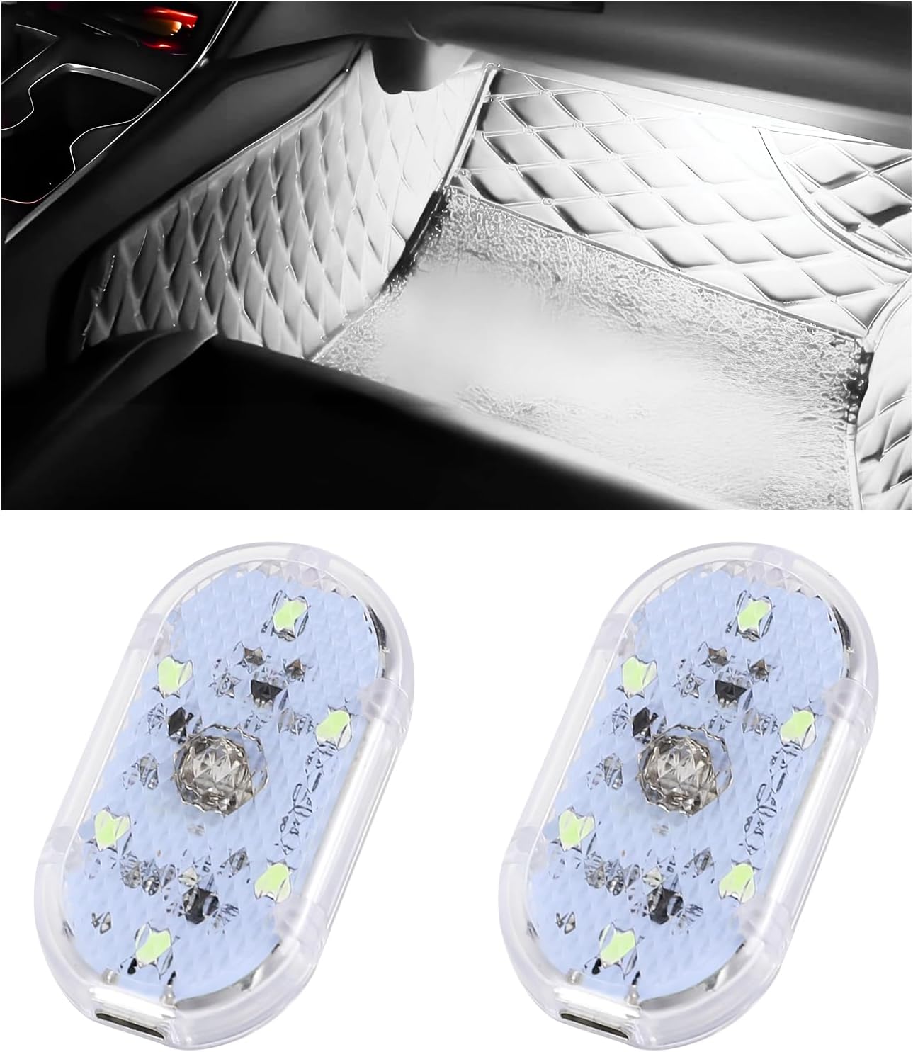 Amazon.com: Hbxdeco 2 PCS Car LED Lights Interior Wireless, Super ...