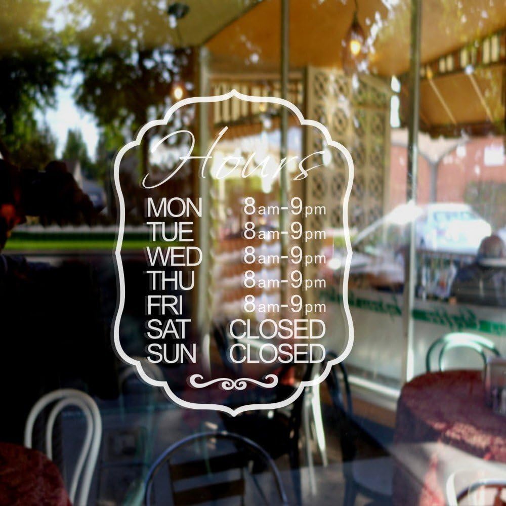 MairGwall Business Window Hours Decal Custom Open & Closed Time Sticker ...