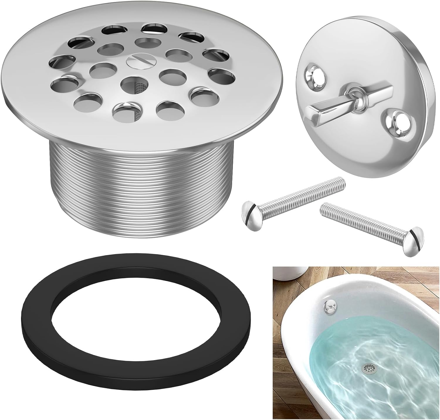 Amazon.com: Trip Lever Tub Trim Kit Set with Two Hole Overflow Face ...