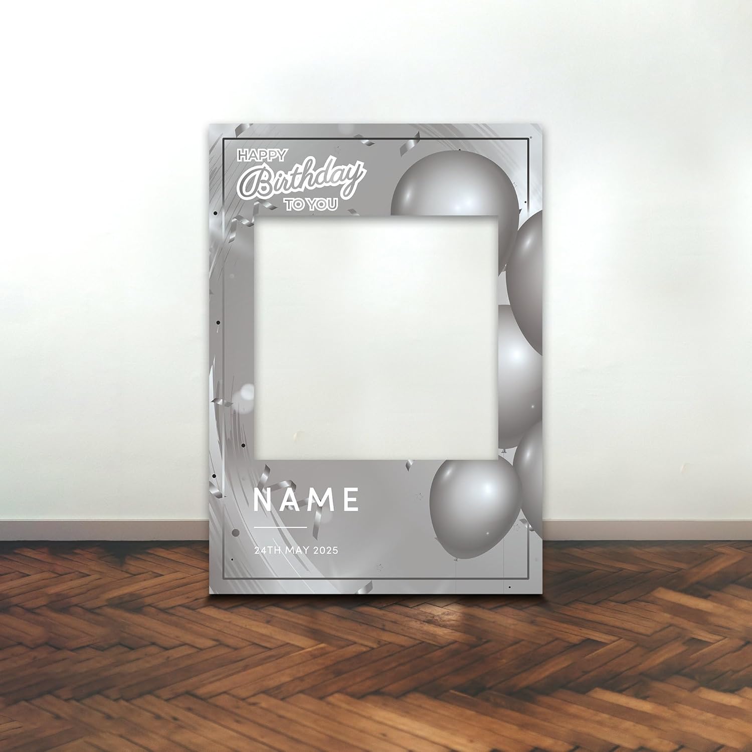 BIRTHDAY SELFIE FRAME Personalised Gold Silver Rose Gold Balloon Name Age Selfie Frame Props ...