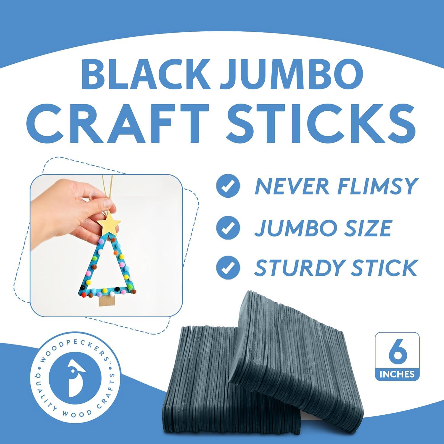 Snapklik.com : BlackPopsicle Sticks For Crafts, Large Black Craft ...