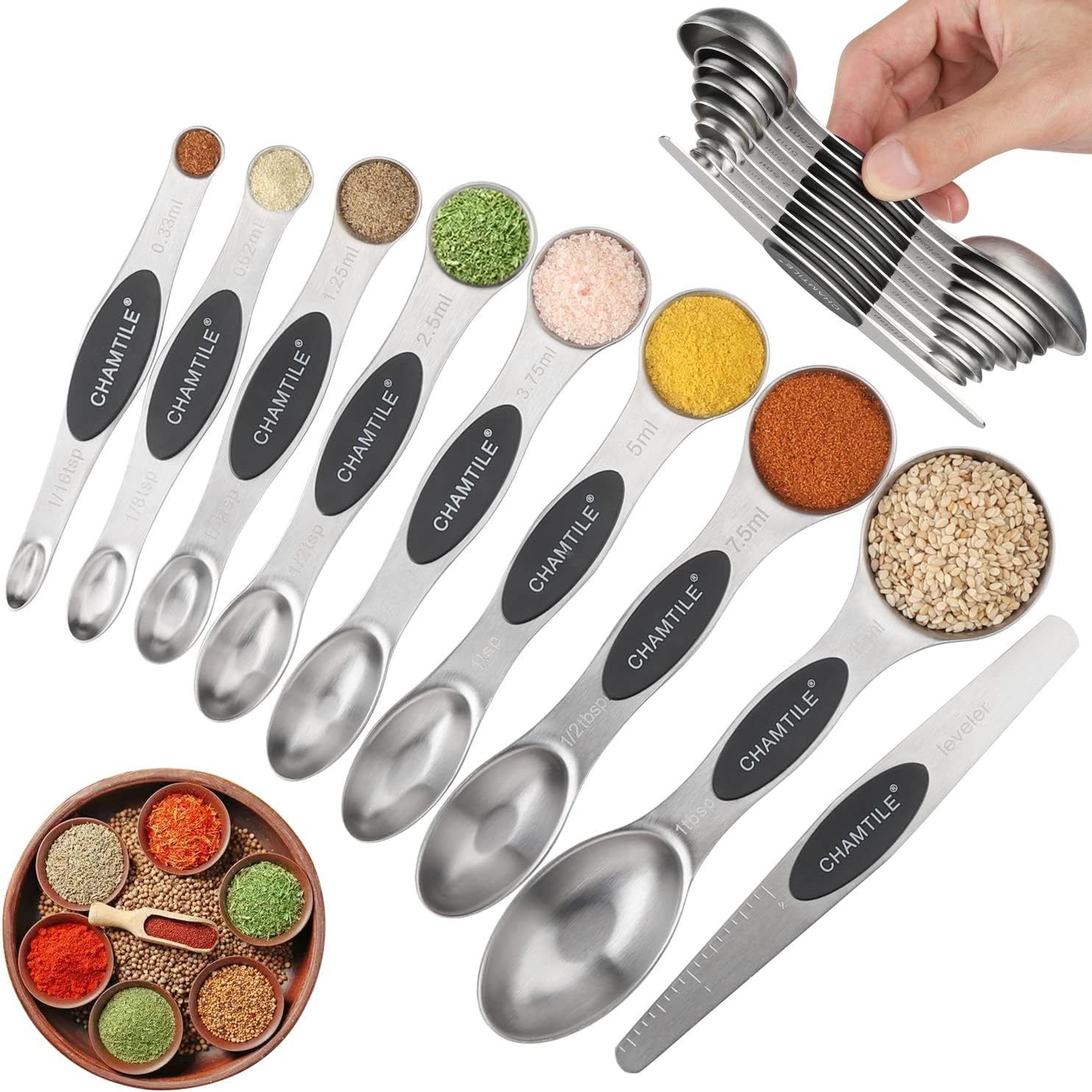 Amazon.com: Magnetic Measuring Spoons Set - Stainless Steel Stackable ...