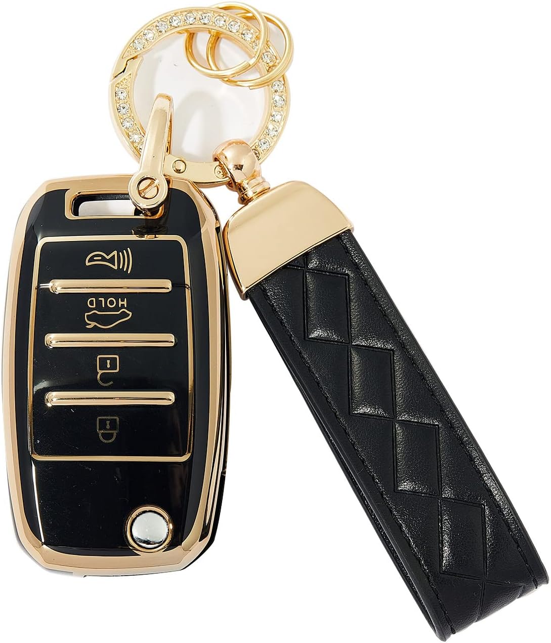 Amazon.com: AKIYHIEI 4 Buttons Flip Key Fob Cover Keyless Case Jacket ...