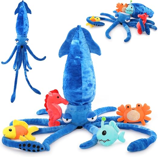 Amazon.com: Karister 5Pcs Giant Squid Stuffed Animal 41.3" with Small ...