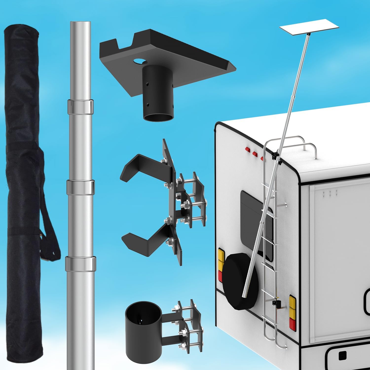 Starlink Gen 3 RV Ladder Mount Kit - 11ft Telescoping Pole with Adapter ...