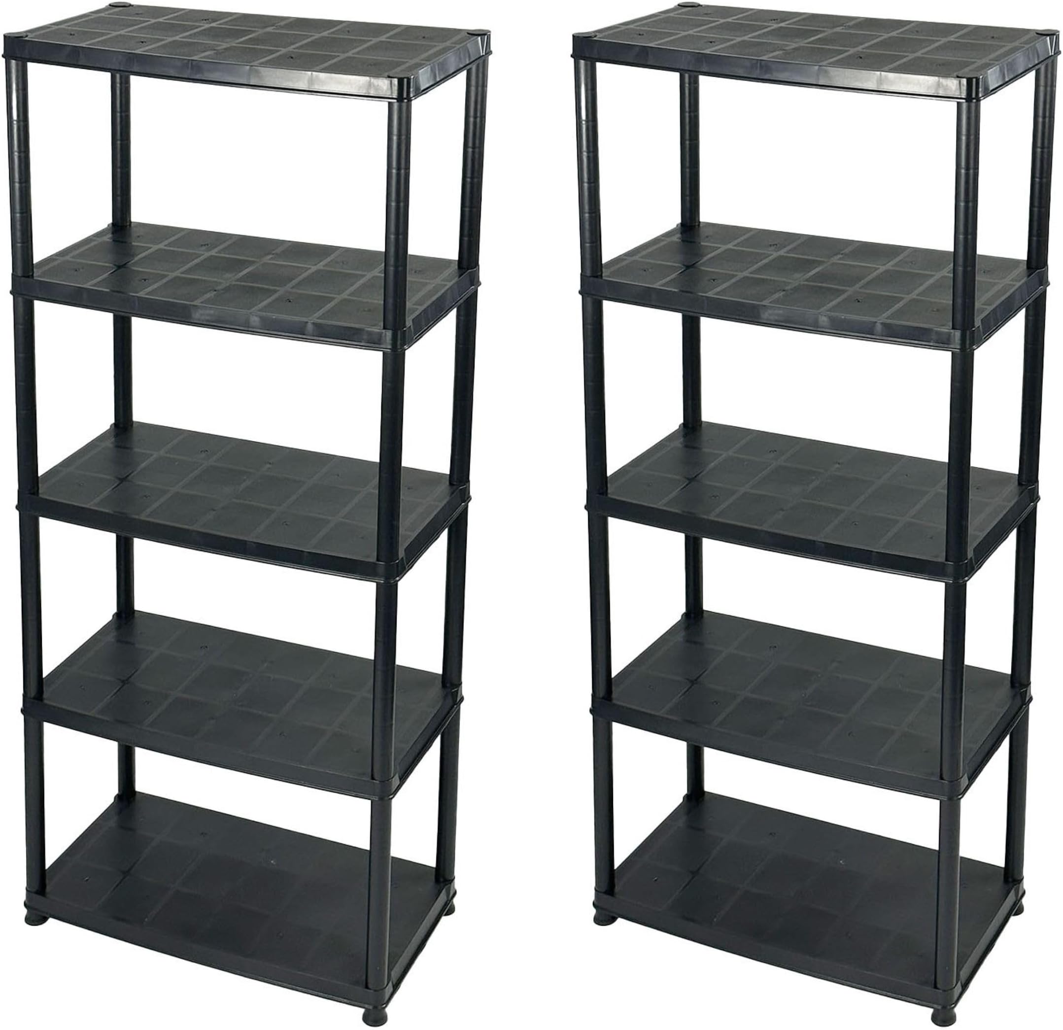 Addis 4 Tier Plastic Storage Shelving Units Twin Pack – Durable ...