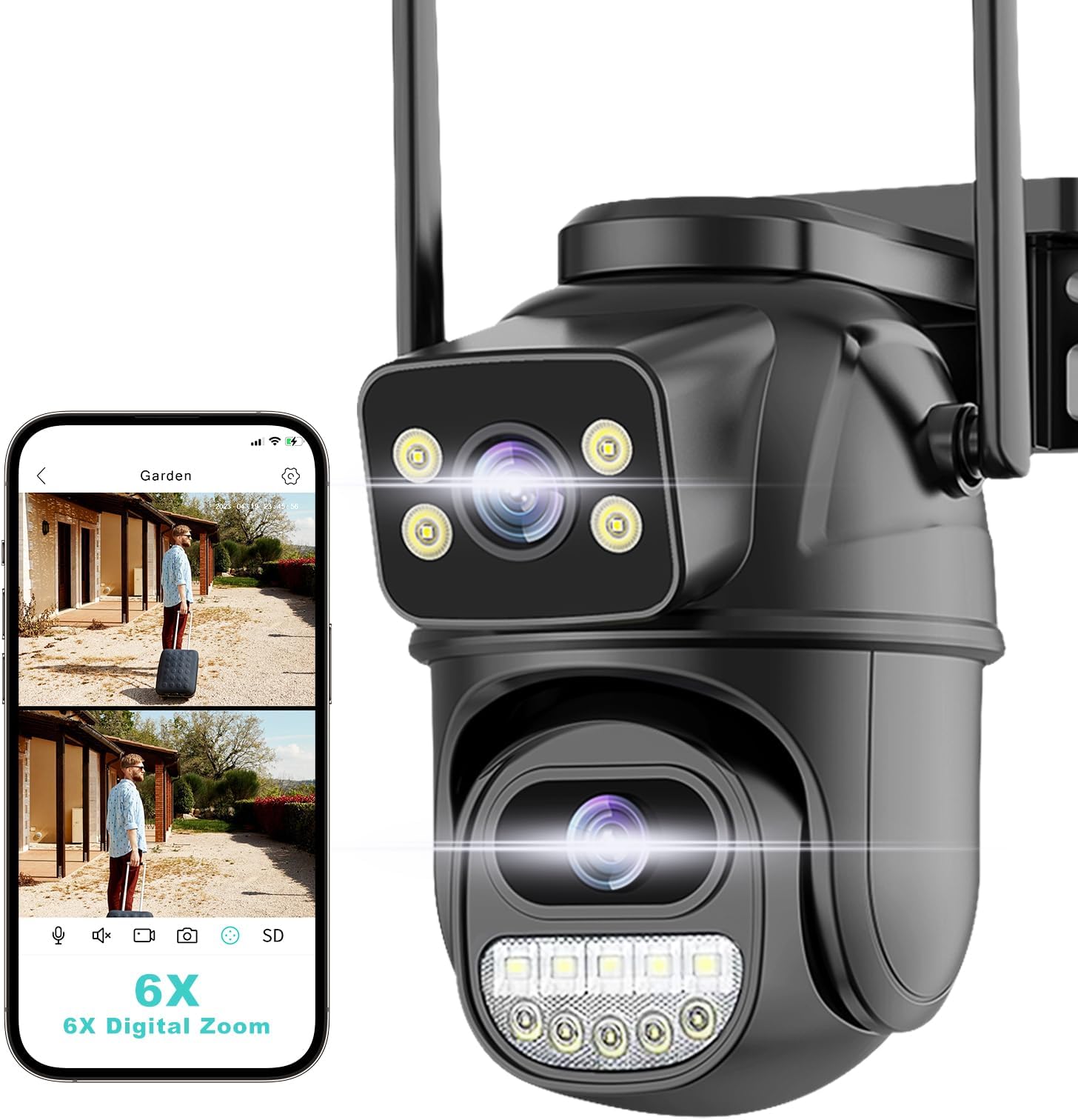 Amazon.com : Security Camera Outdoor 2.4G WiFi PTZ Outdoor Camera Dual ...