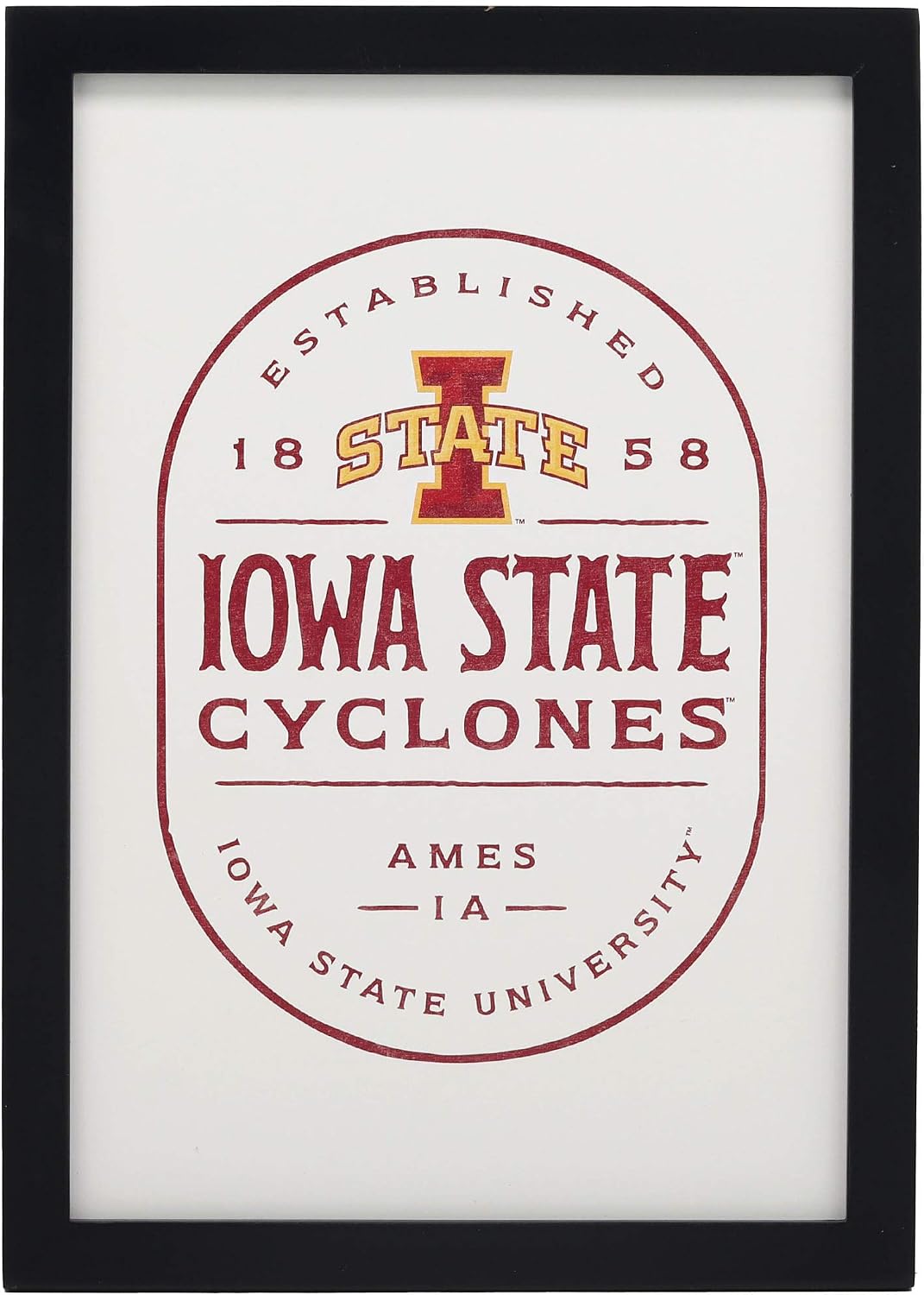 Amazon.com: Iowa State University Cyclones Badge Framed Wood Wall Decor ...