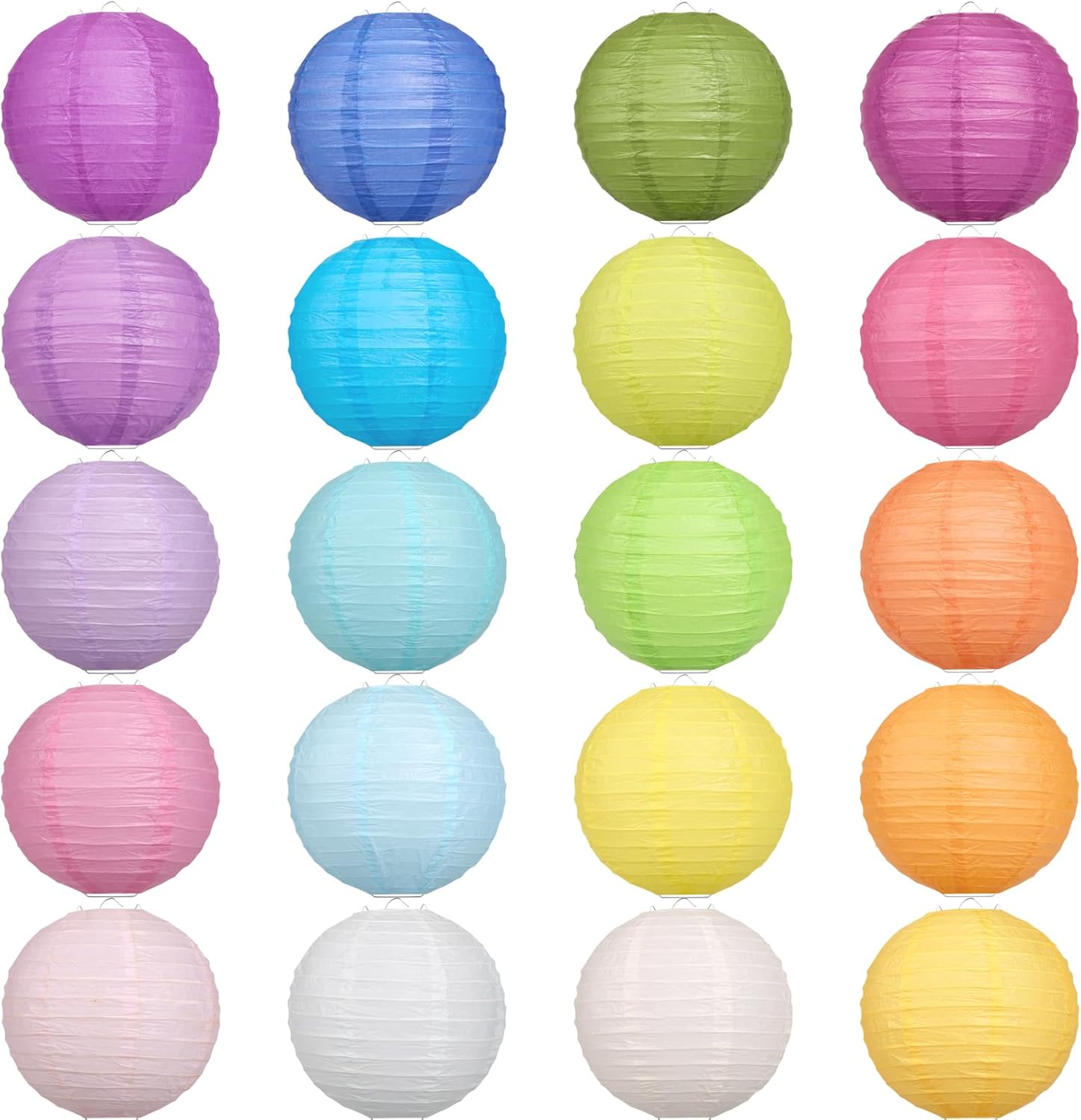 Amazon.co.jp: LIHAO 提灯 紙ちょうちん 20色入 20cm ランタン 丸型 無地 夏祭り お盆 祭り イベント パーティー 七夕 飾り デコレーション 装飾 ちょうちん 紙 ...