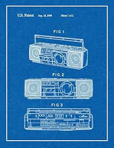Amazon.com: Boombox Patent Print Blueprint with Border (18" x 24 ...