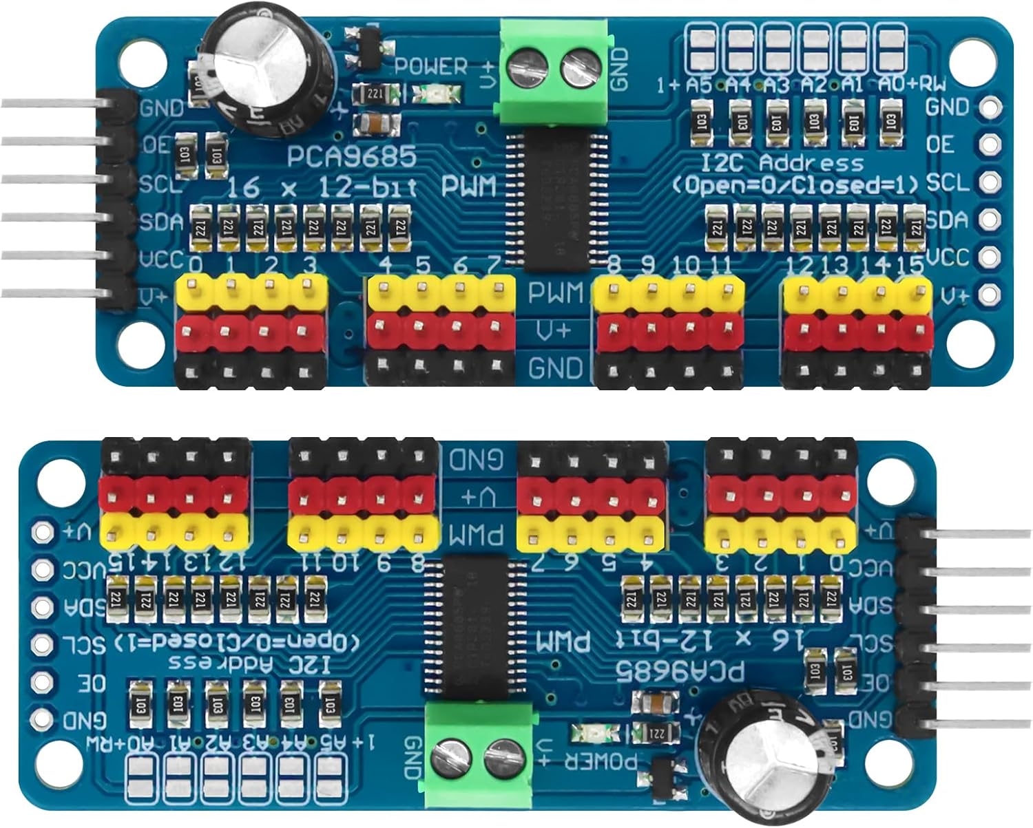 Amazon.com: PCA9685 16-Channel 12-Bit PWM Servo Motor Driver I2C IIC ...