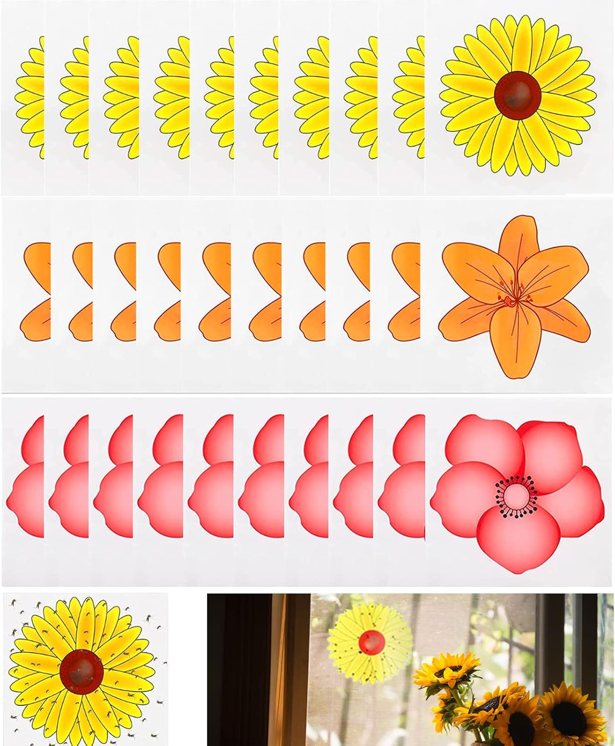 30PCS Window Fly Traps, Flies & Bug Window Fly Trap, Sunflower Style ...