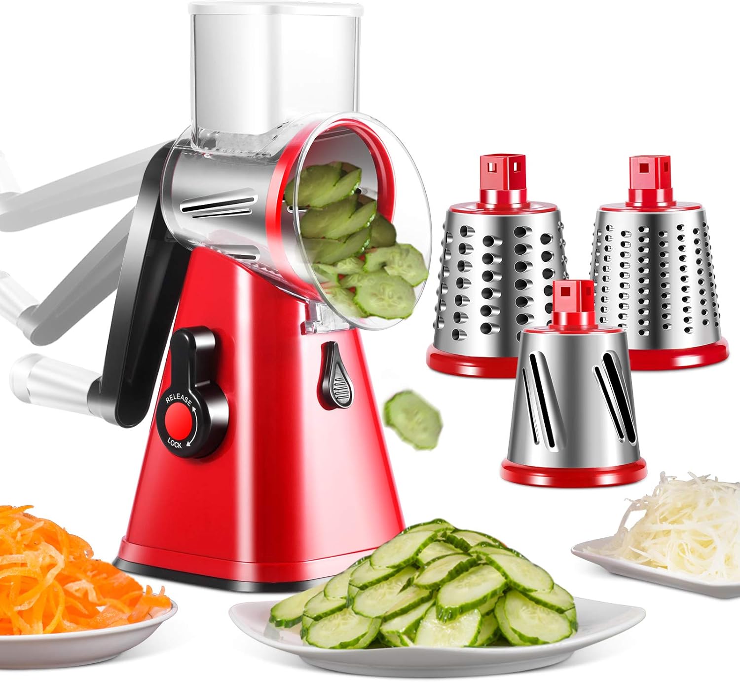 Amazon.com: Shredder Vegetable Slicer 3-Blades Speedy Rotary Drum ...