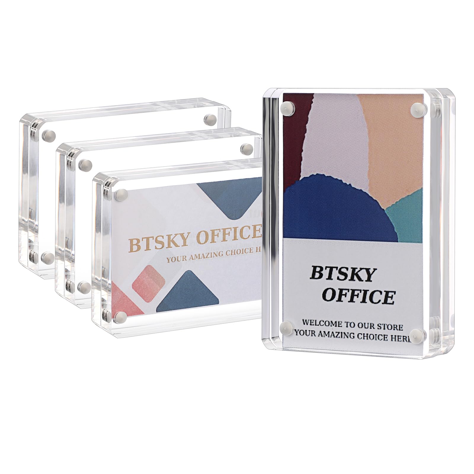 Amazon.com: BTSKY 4 Pack Thicken Acrylic Business Card Frame Fits 2.5x3 ...