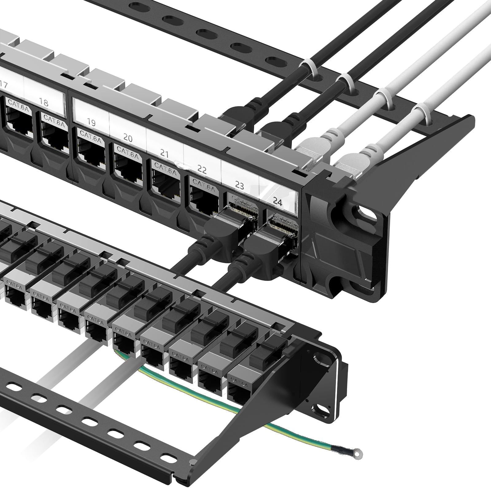 Amazon.com: Lysymixs 24 Port RJ45 Patch Panel Cat6 Feed Through ...