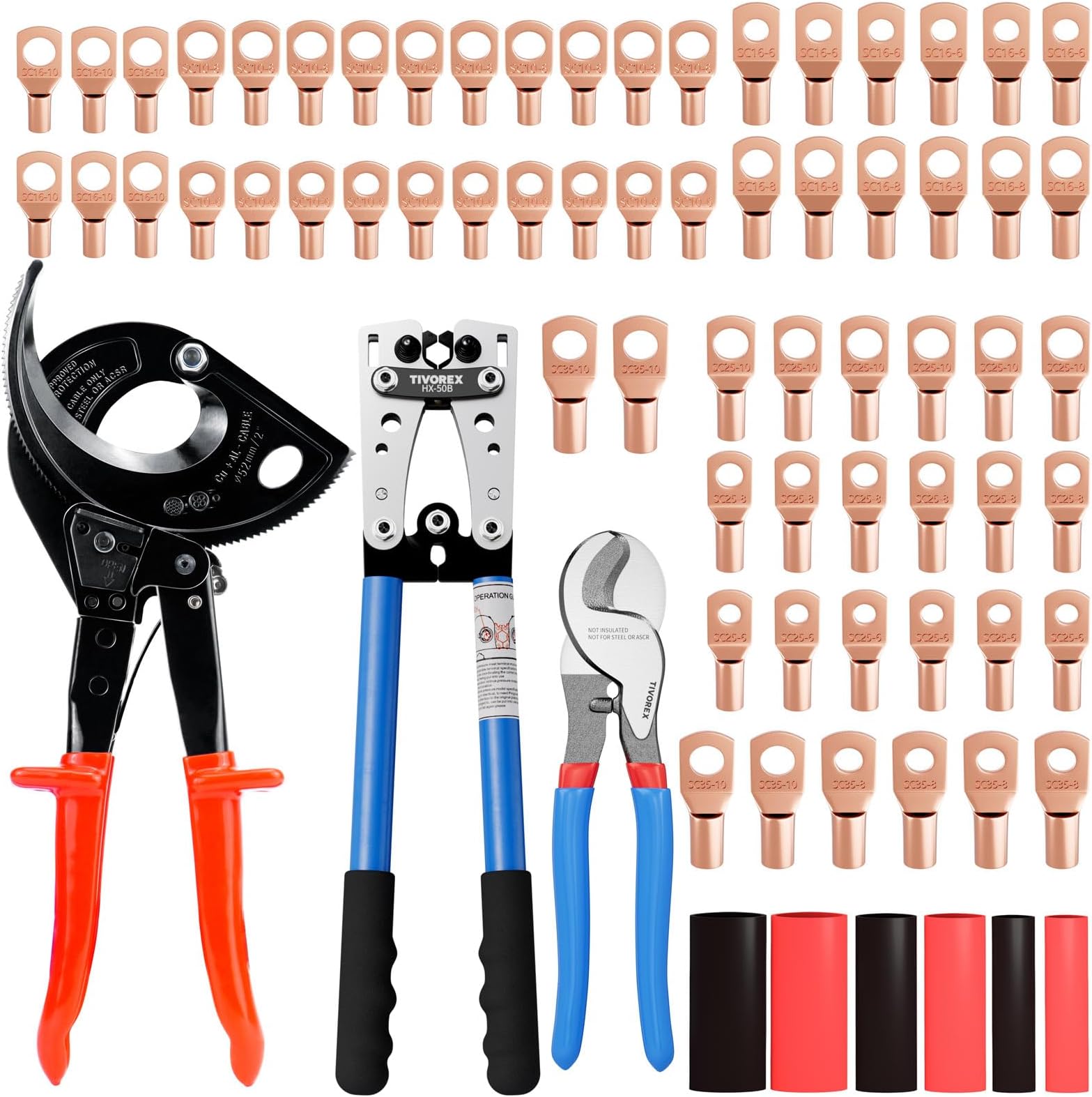 Tivorex Battery Cable Lug Crimping Tool for AWG 8-1/0 Electrical Lug ...