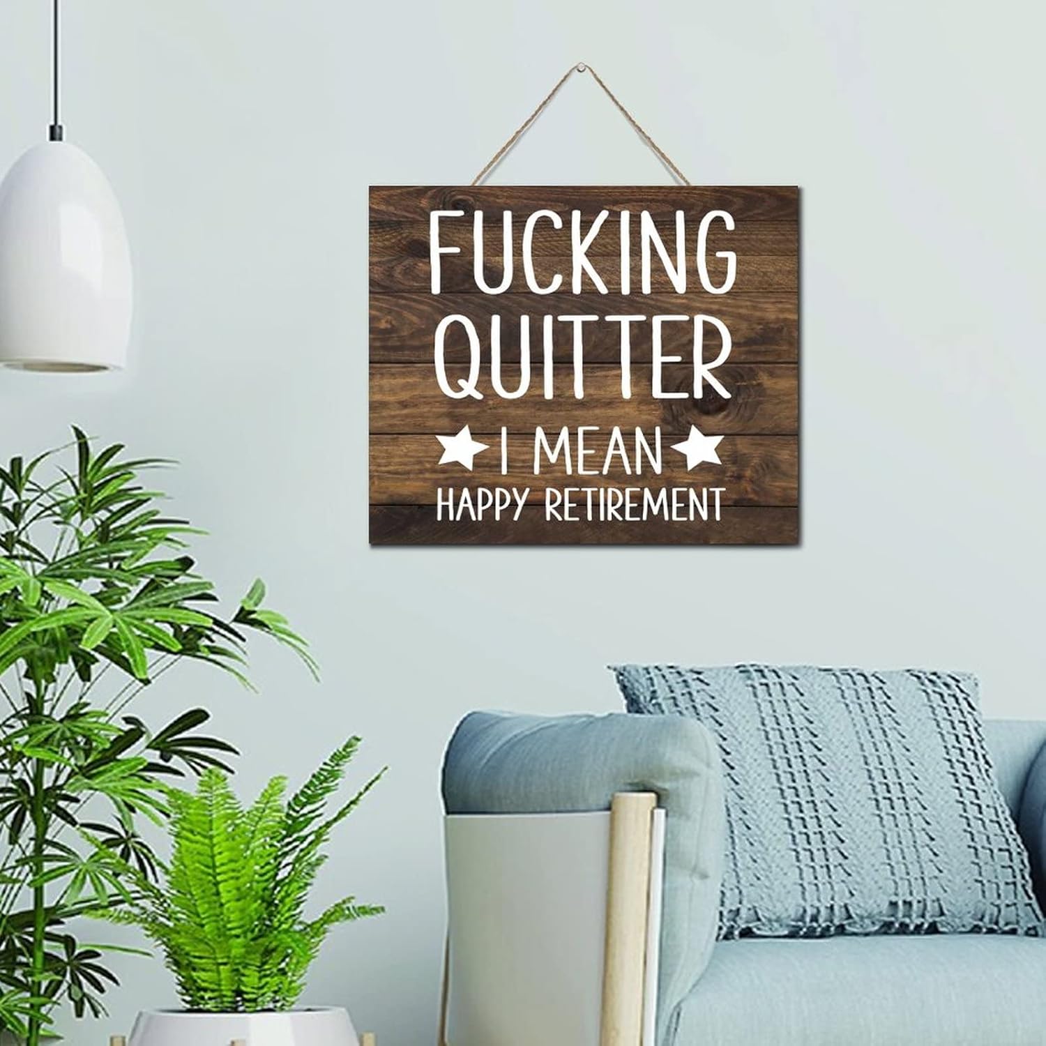 Amazon.com: Autravelco Inspirational Wood Plank Hanging Sign Fucking ...