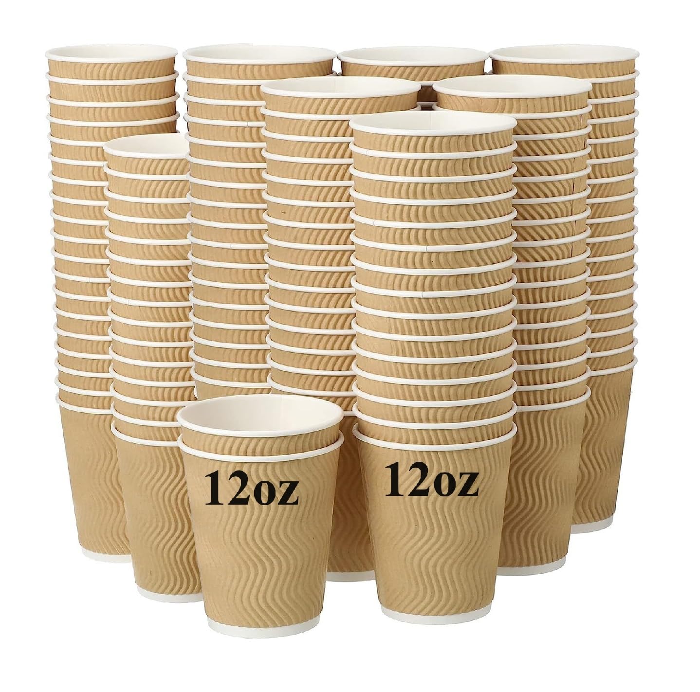 A406 Kraft Disposable 12oz Coffee Cups Ripple 3 Ply Disposable ...