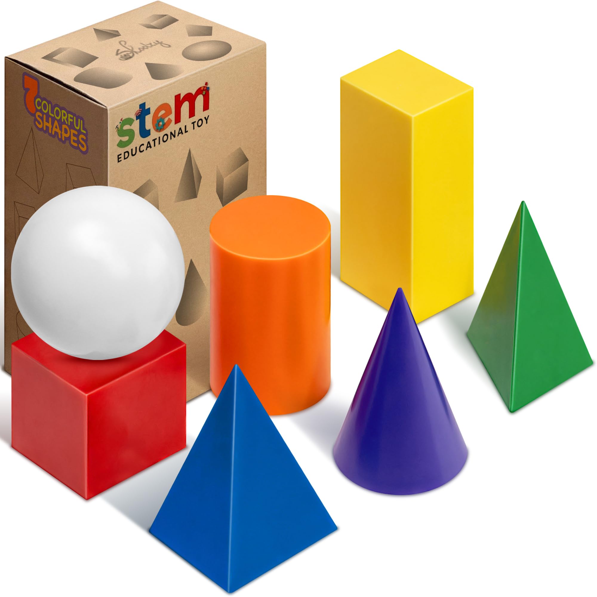 Amazon.com: Skoolzy 7 Pcs 3D Shapes for Teaching and Math Manipulatives ...