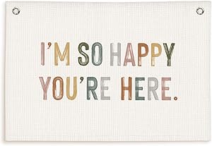 Amazon.com: Lacama Welcome Sign I'm So Happy You're Here Linen Hanging ...