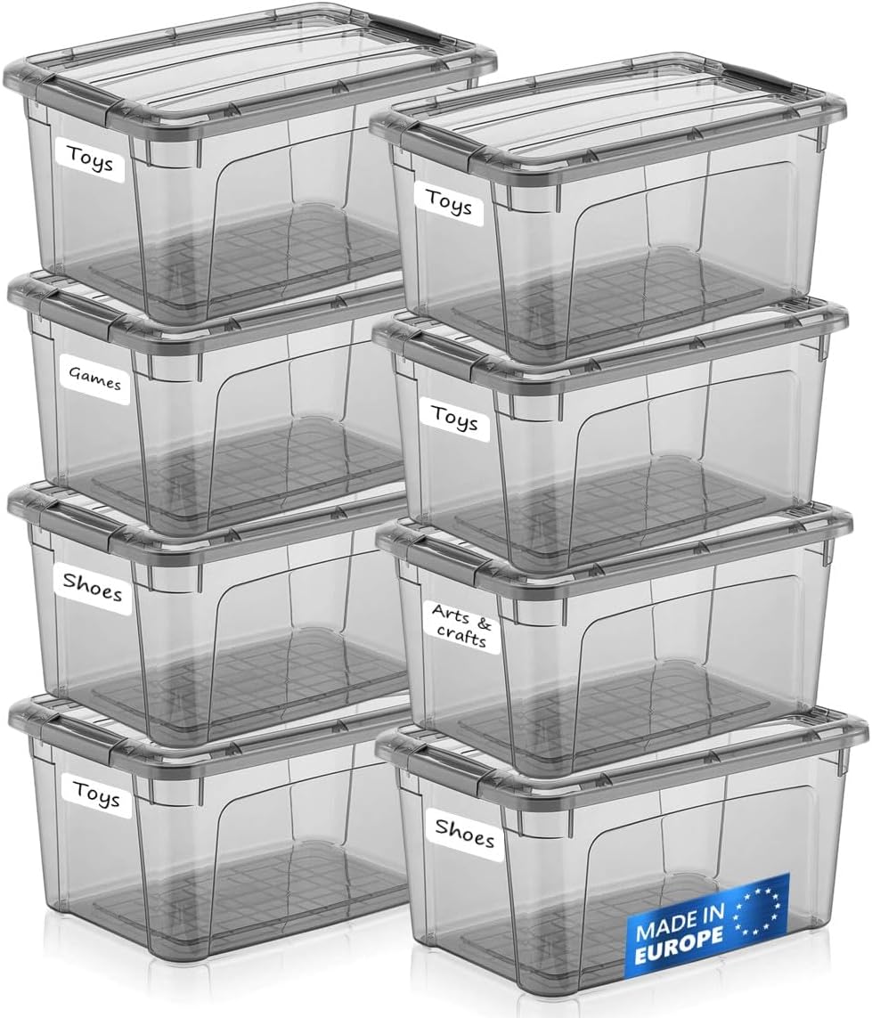 Amazon.com - Tribello Bulk Plastic Latching Storage Container Bin With ...