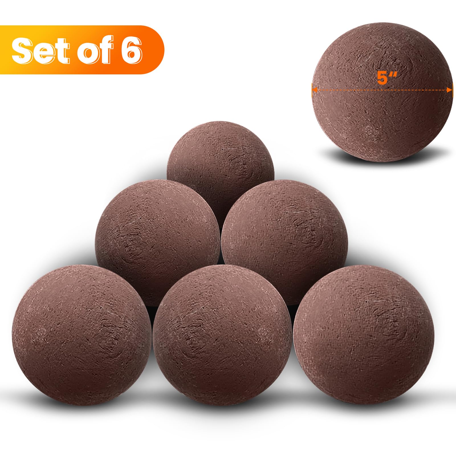 Snapklik.com : Ceramic Fire Balls, 5 Inch, Set Of 6 Round Fire Stones ...