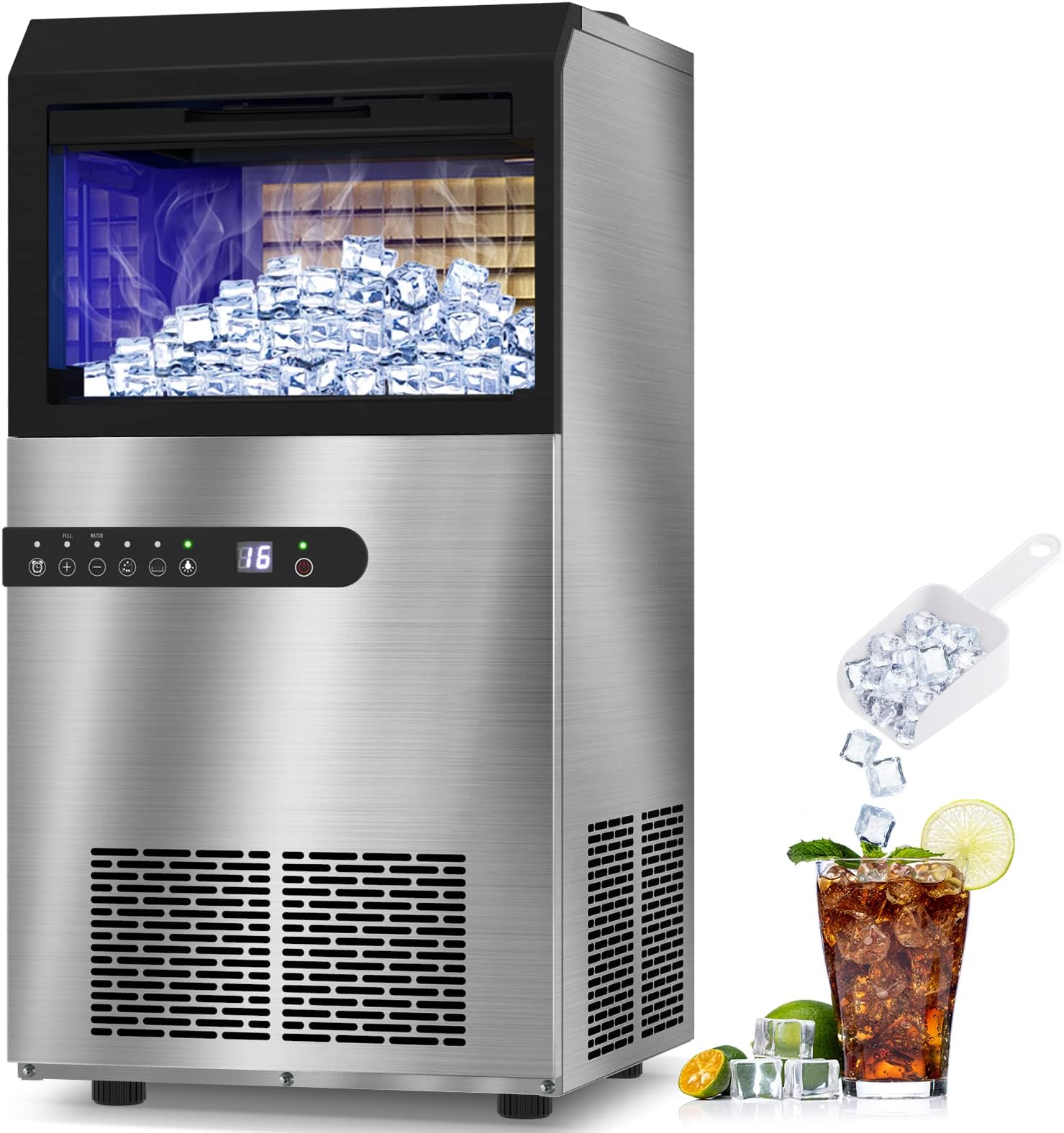 Amazon.com: SPT IM-441C 44 lbs Automatic Stainless Steel Ice Maker ...