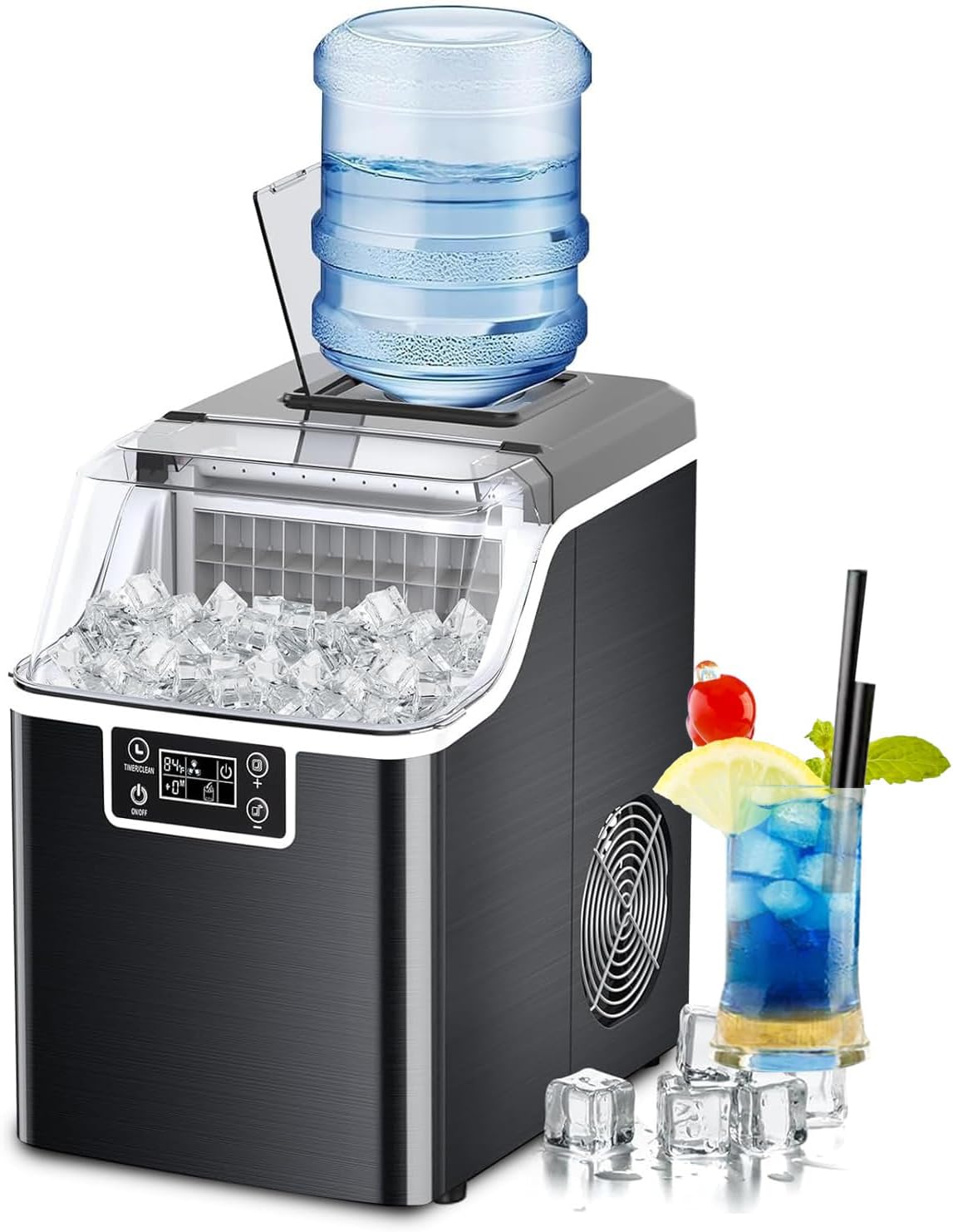 Amazon.com: VEVOR Countertop Ice Maker, 40LBS/24H, Stainless Steel ...