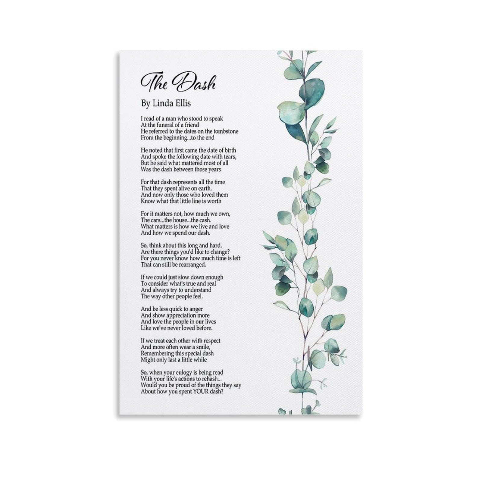 Amazon.com: LYLZDC The Dash Poetry Poster - Poem Live Your Dash Quote ...