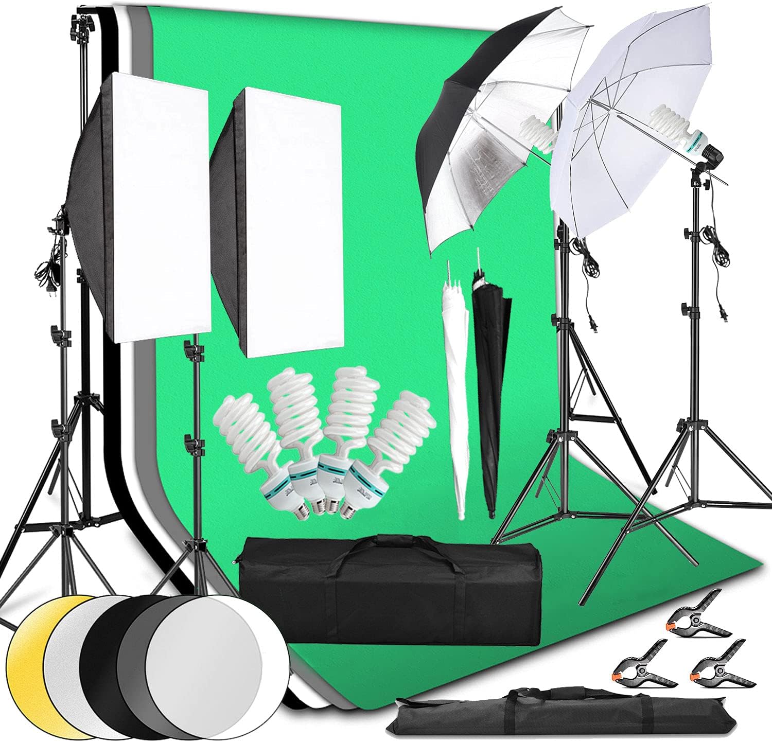 YISITONG Photography Softbox Umbrella Studio Lighting Kit 6.6ft x 10ft ...