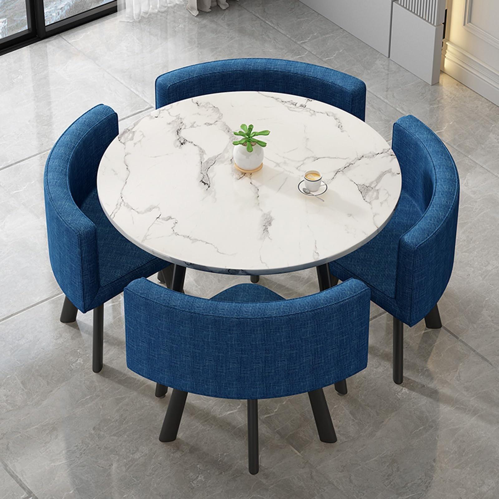 Amazon.com: TISTIK Oval Conference Dining Table and 6 Chairs Pu Seat ...