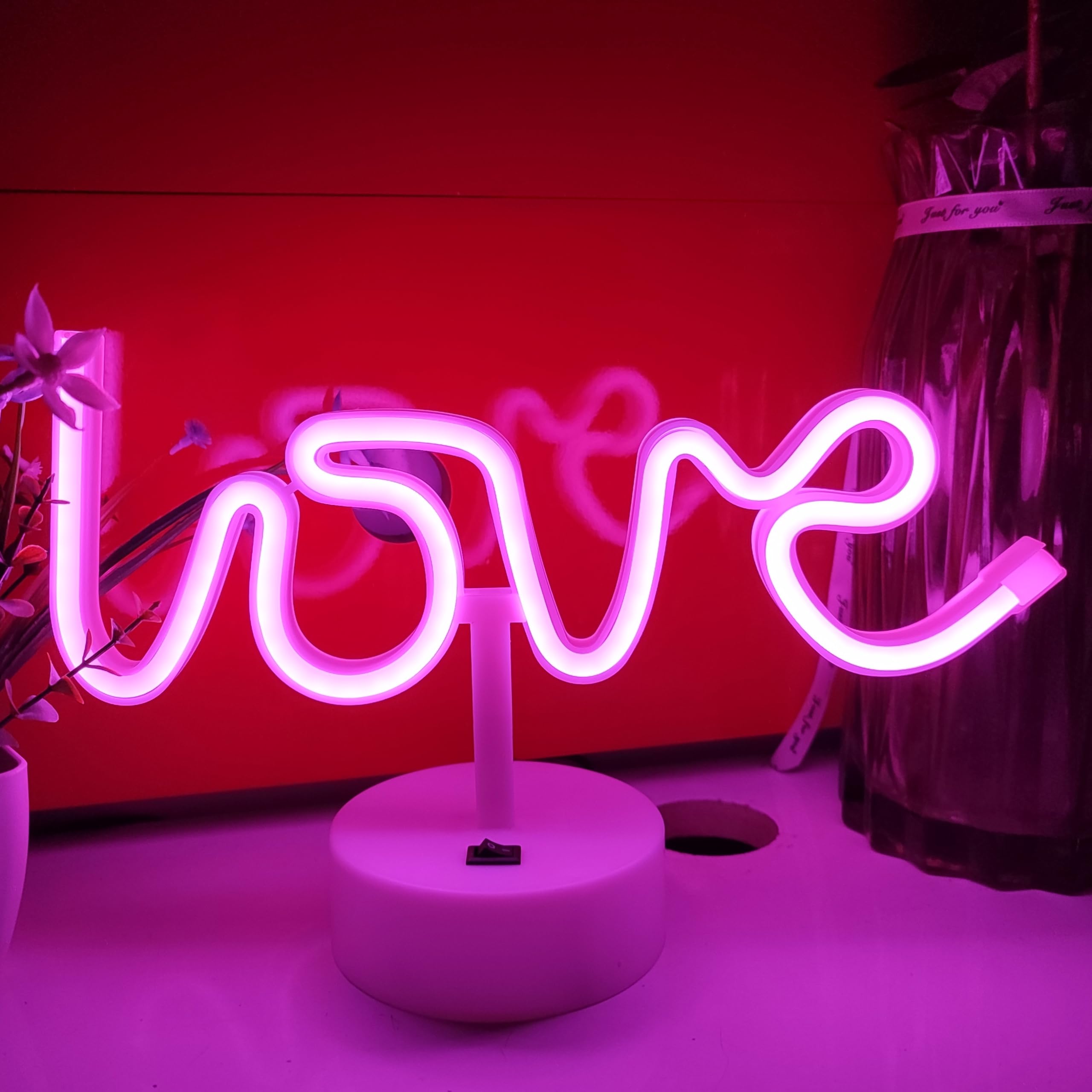 JYWJ Neon Signs with Holder Base,USB or 3-AA Battery Powered Neon Light ...