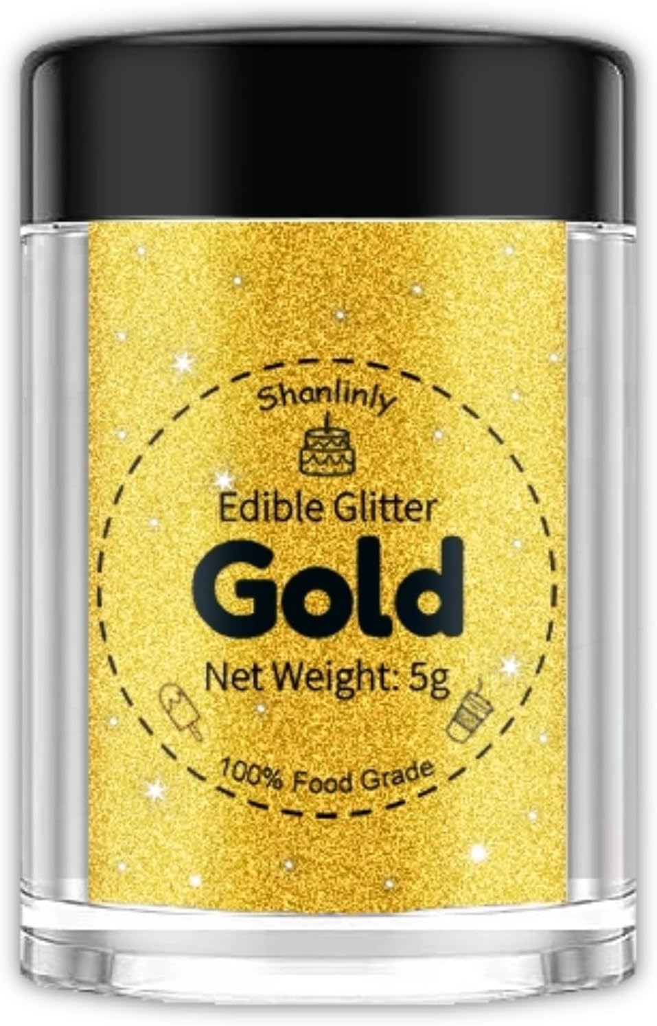 Amazon.com: Shanlinly Gold Edible Glitter for Cakes Drinks - Food Grade ...