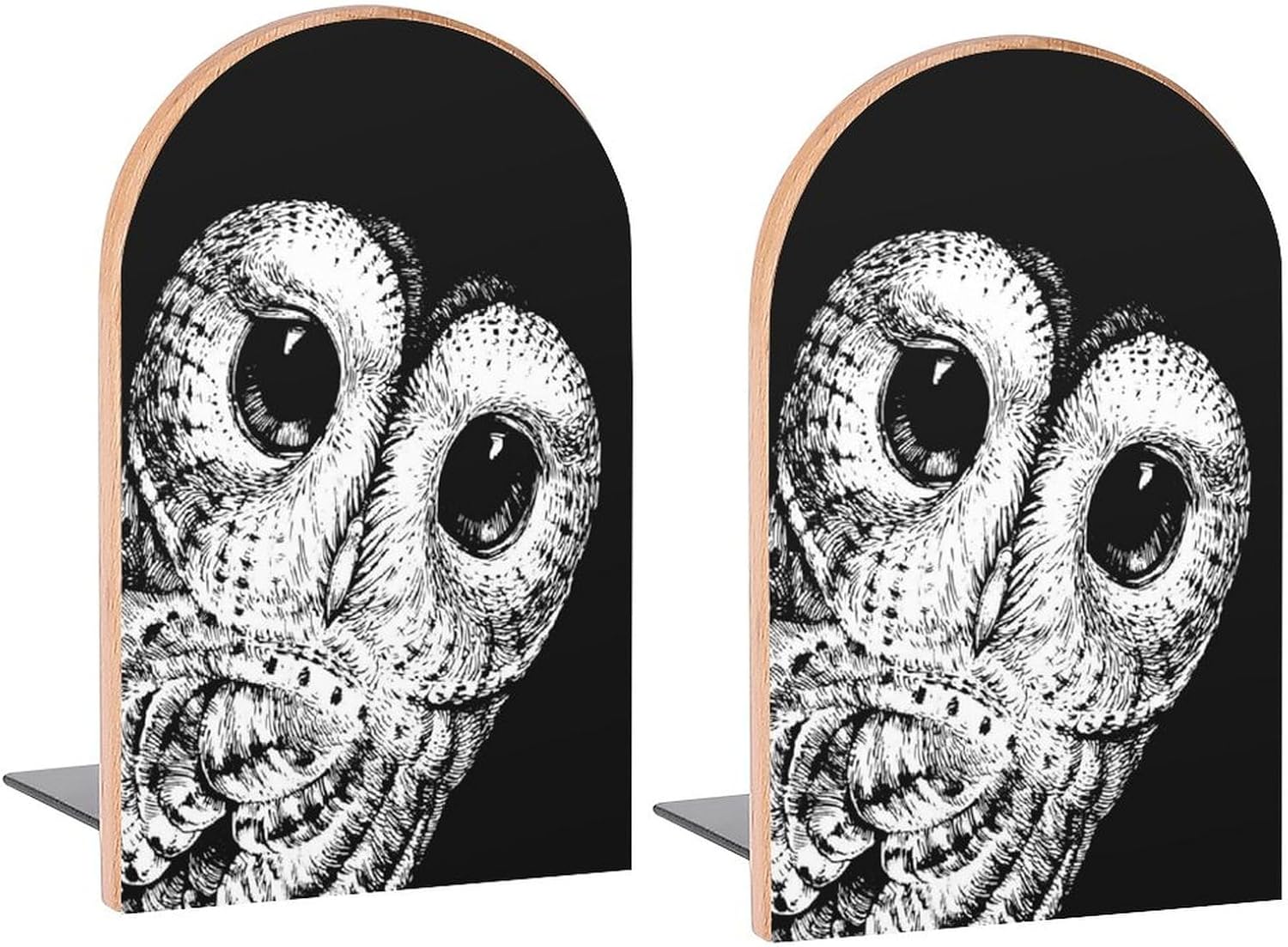 Amazon.com: Cute Owl Hand Drawn Face Book Ends Decorative Wood Bookends ...