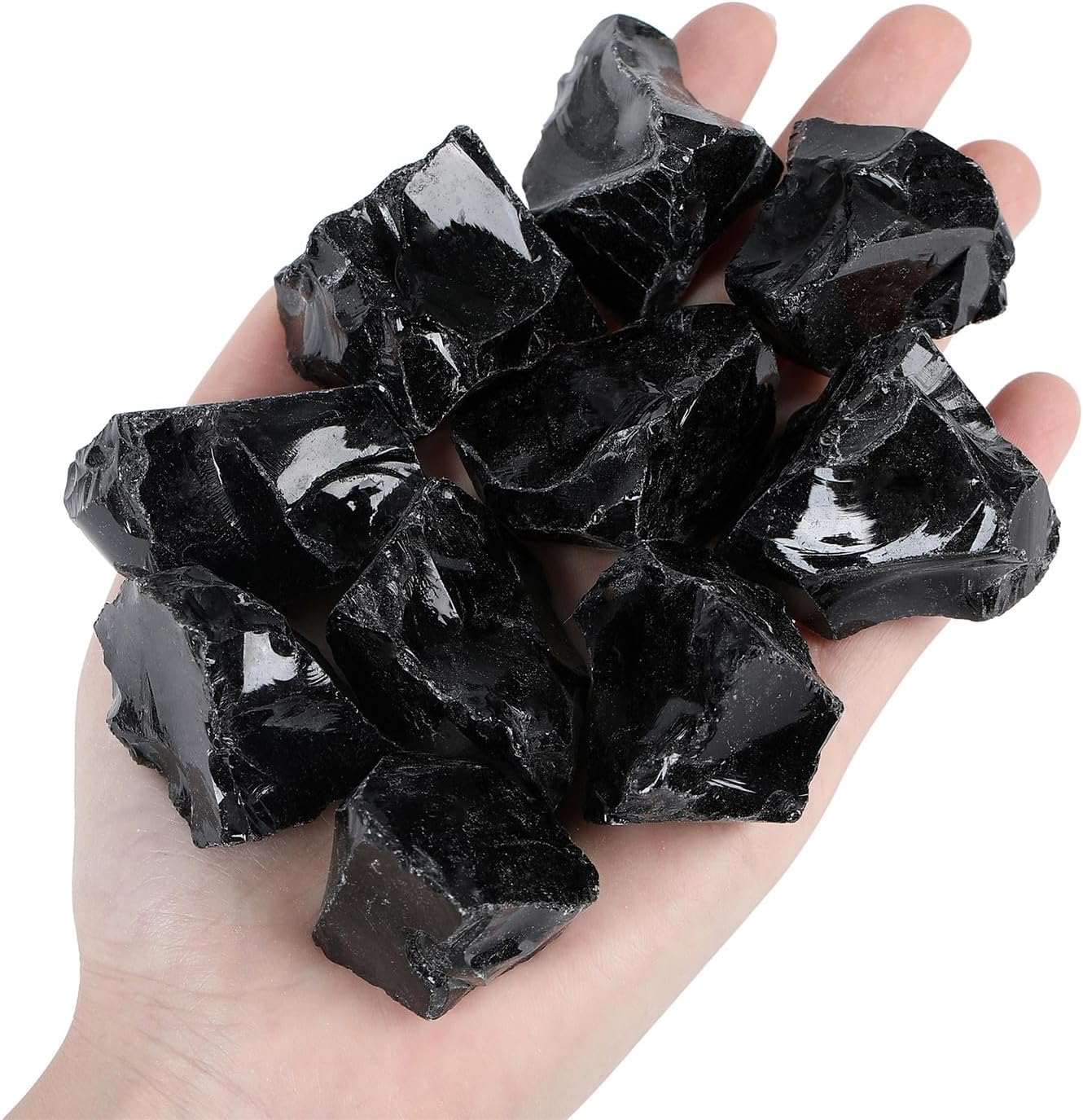 Amazon.com: UFEEL 1LB Bulk Rough Black Obsidian Crystal - Large 1 ...