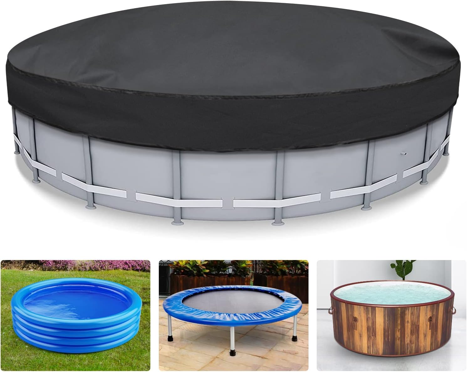 Amazon.com : Bitubi 8 Ft Steel Round Stock Tank Pool Cover,Upgraded to ...