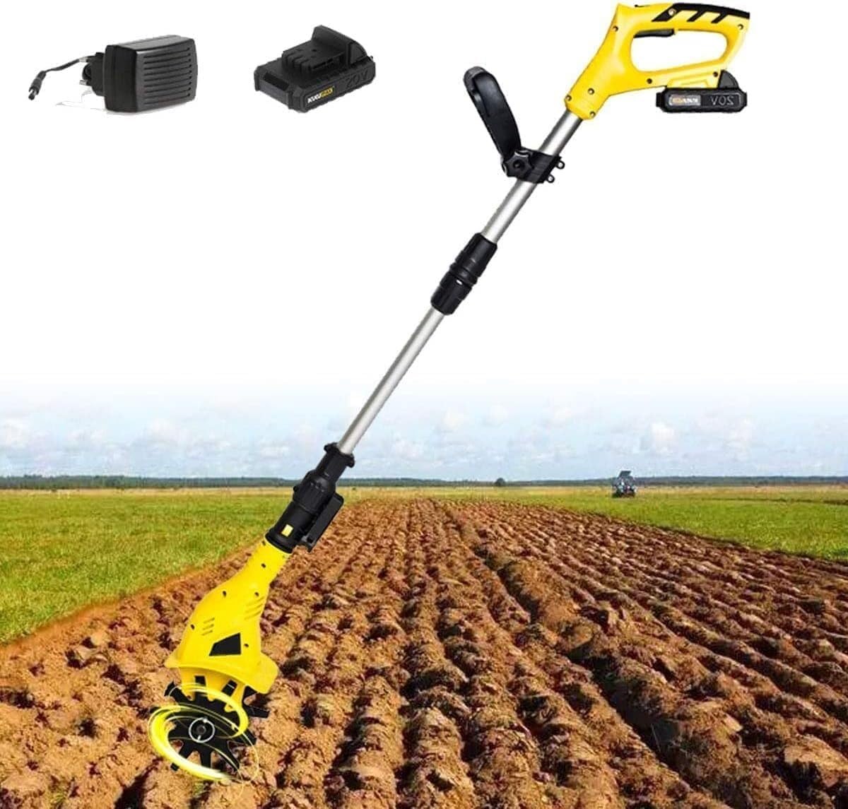 Amazon.com: LXXW Electric Tiller 20V Motor Hoe for Vegetables, Cordless ...