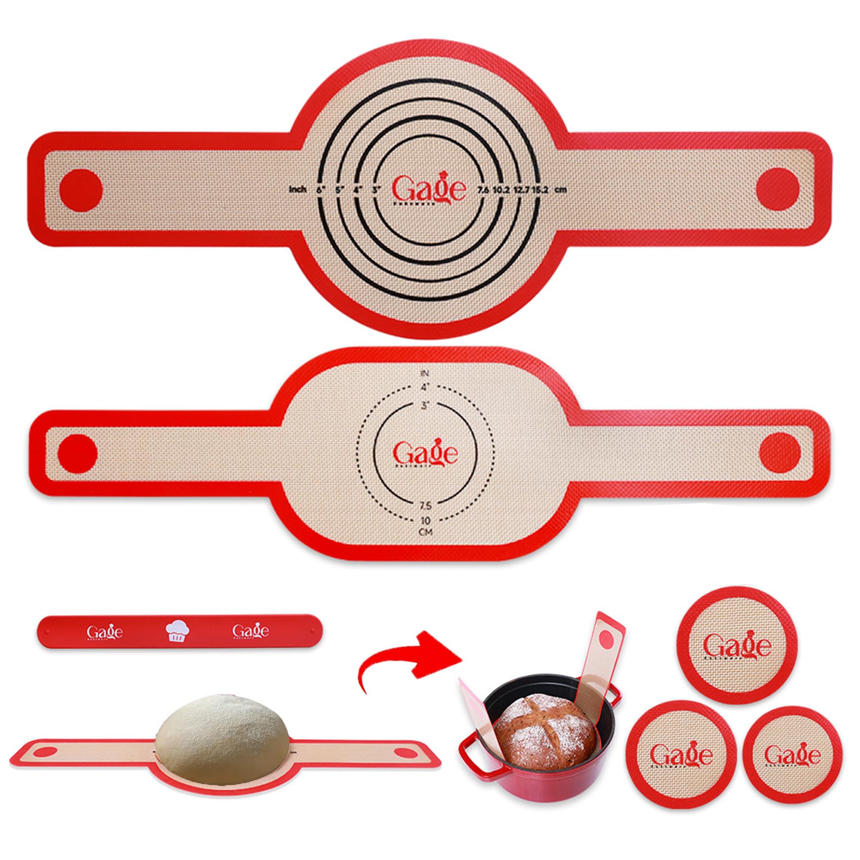 Amazon.com: GAGBKWR 2 Pcs Silicone Bread Sling Silicone Baking Mat for ...