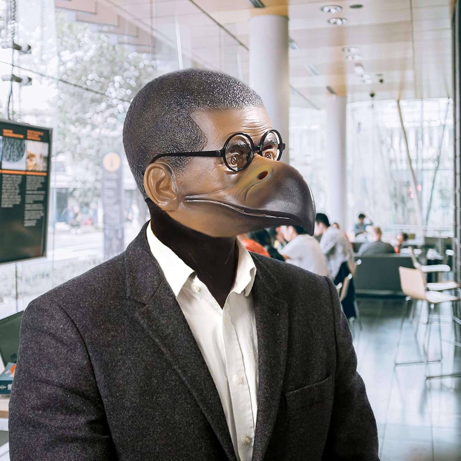 Raxwalker Bird Beak Man Head Mask Realistic Latex Human Face Costume ...