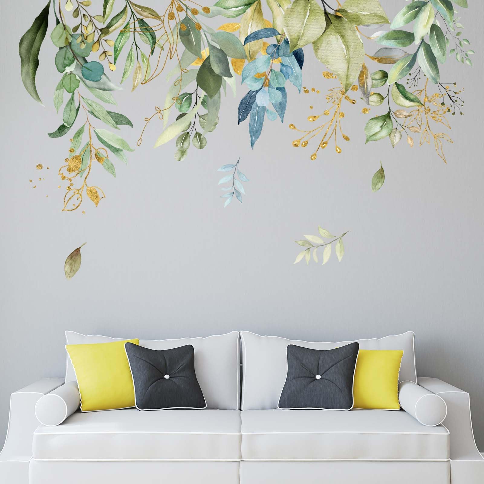 Amazon.com: PinkEleph Multi Rose Flower Wall Stickers - Green Plants ...