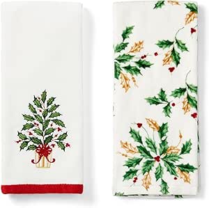 Amazon.com: Lenox Holiday Tree Kitchen Towels, Set of 2, White, 18" W x ...