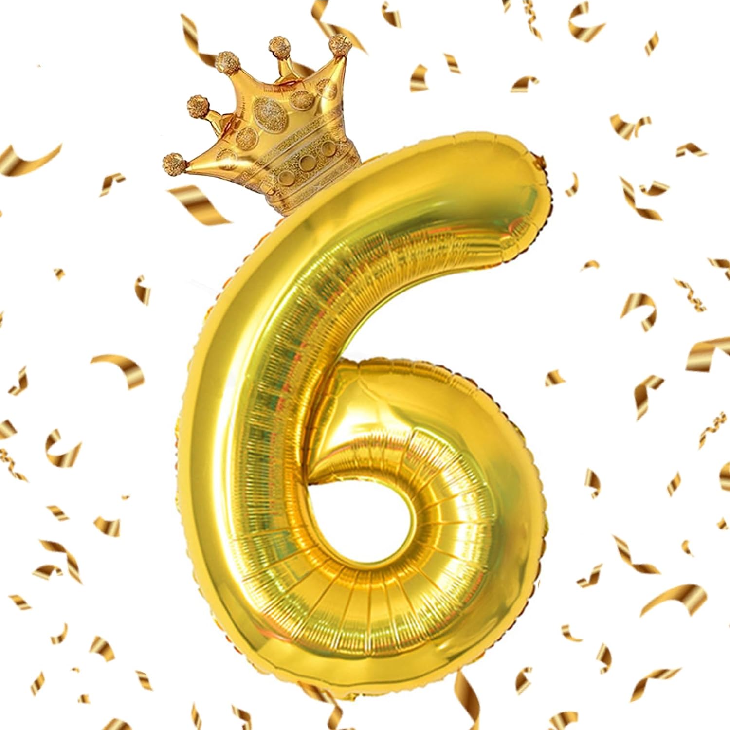 Amazon.com: 40 Inch Gold Number 6 & Mini Crown Balloon for Birthday ...